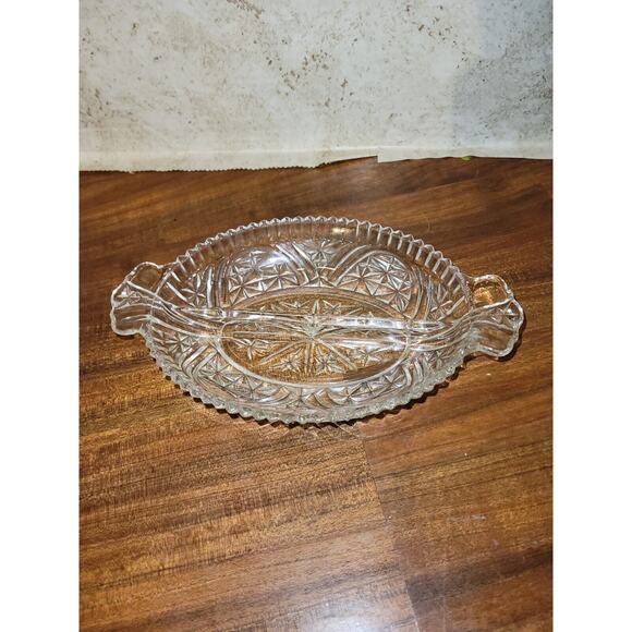 Unmarked | Dining | Vintage Crystal Cut Glass Divided Dish Scallop Edge ...